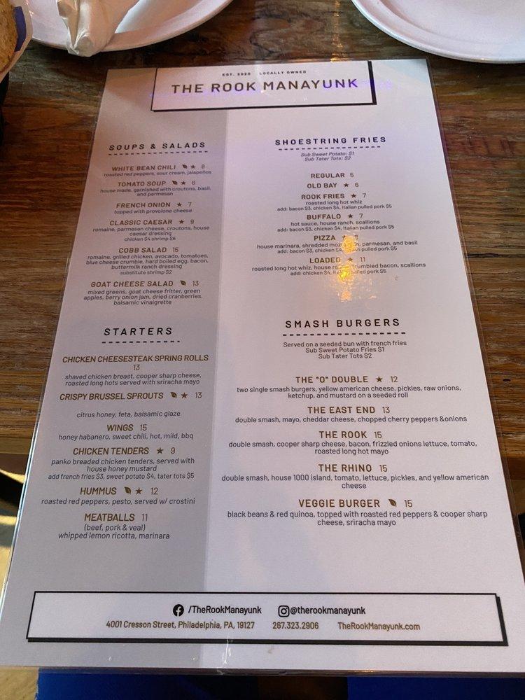 Menu at The Rook Manayunk pub & bar, Philadelphia