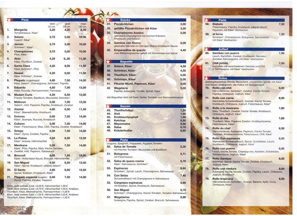 Menu at El Cubano pizzeria, Soest