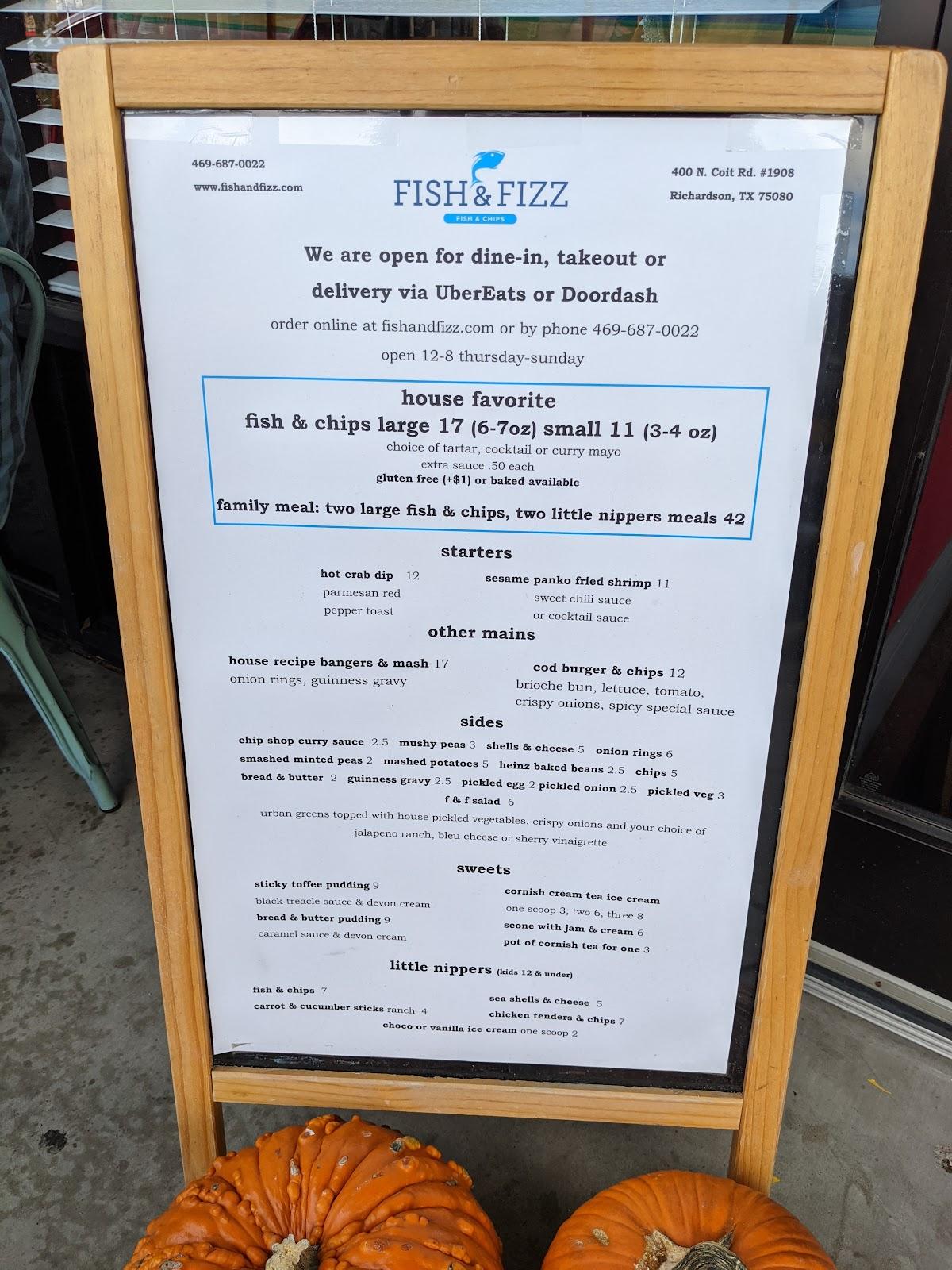 Menu at Fish &amp; Fizz restaurant, Richardson