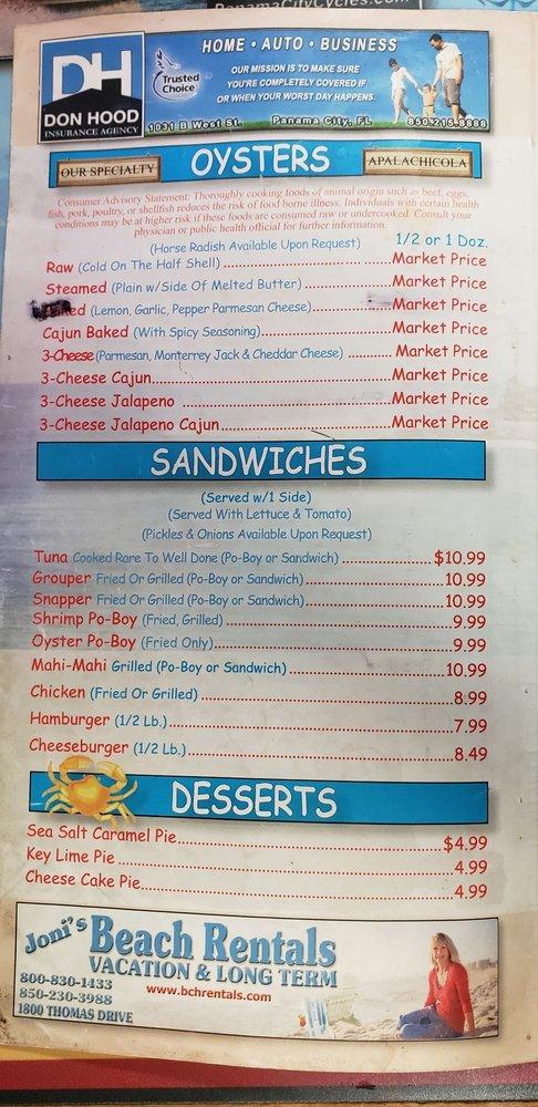 Menu at Hunt's Oyster Bar and Seafood, Panama City