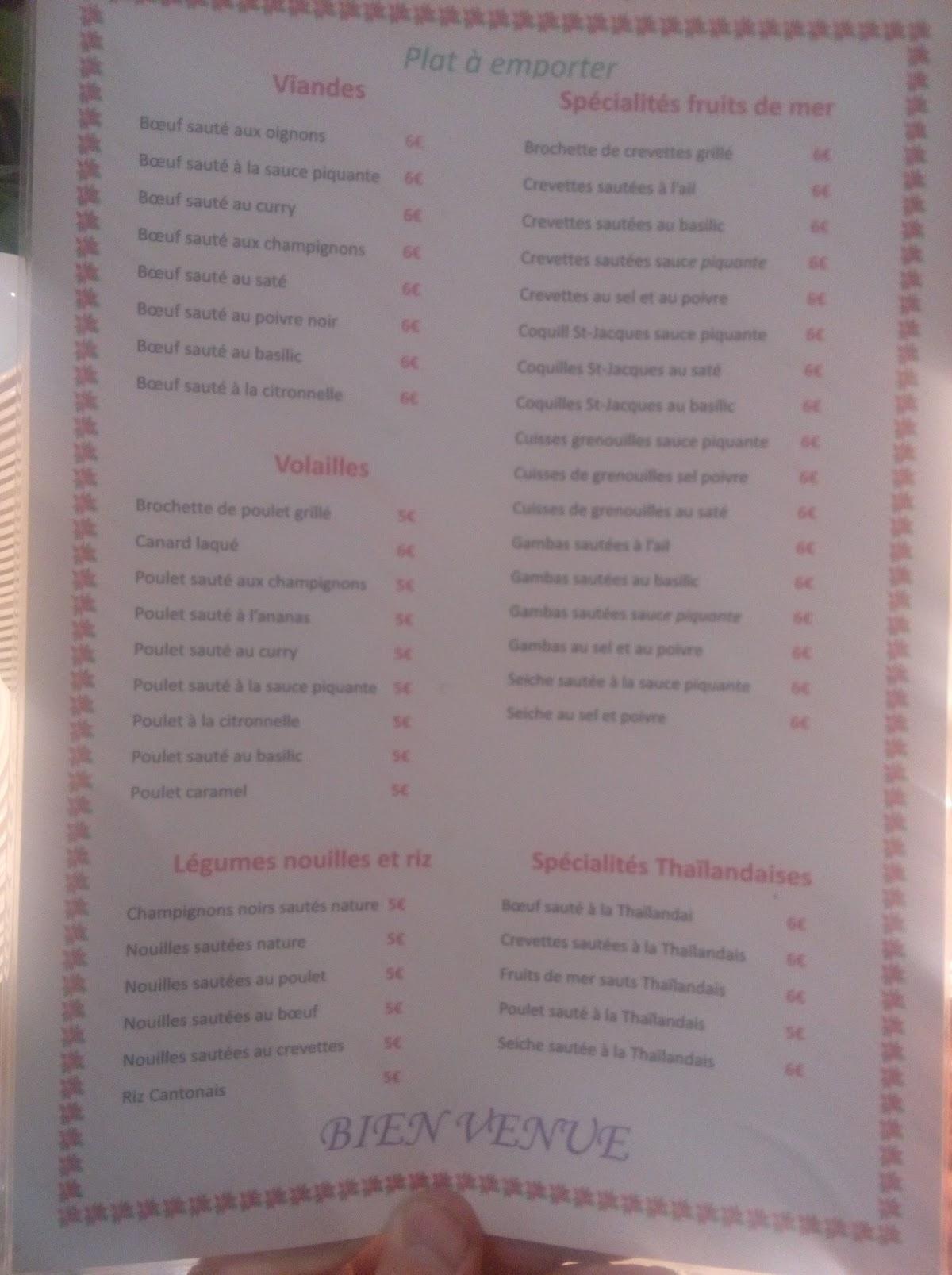 Menu at Le Dragon Rouge restaurant, Brionne