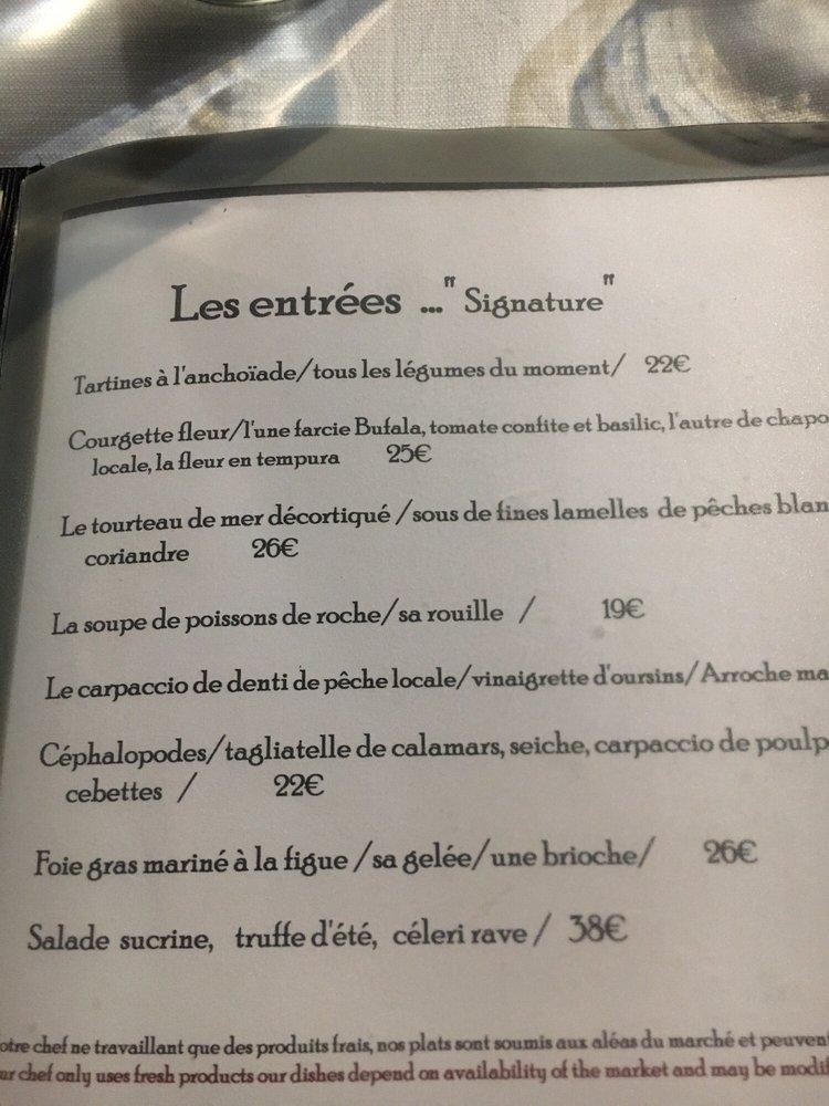 Menu au Restaurant Le Voilier Bonifacio, Bonifacio