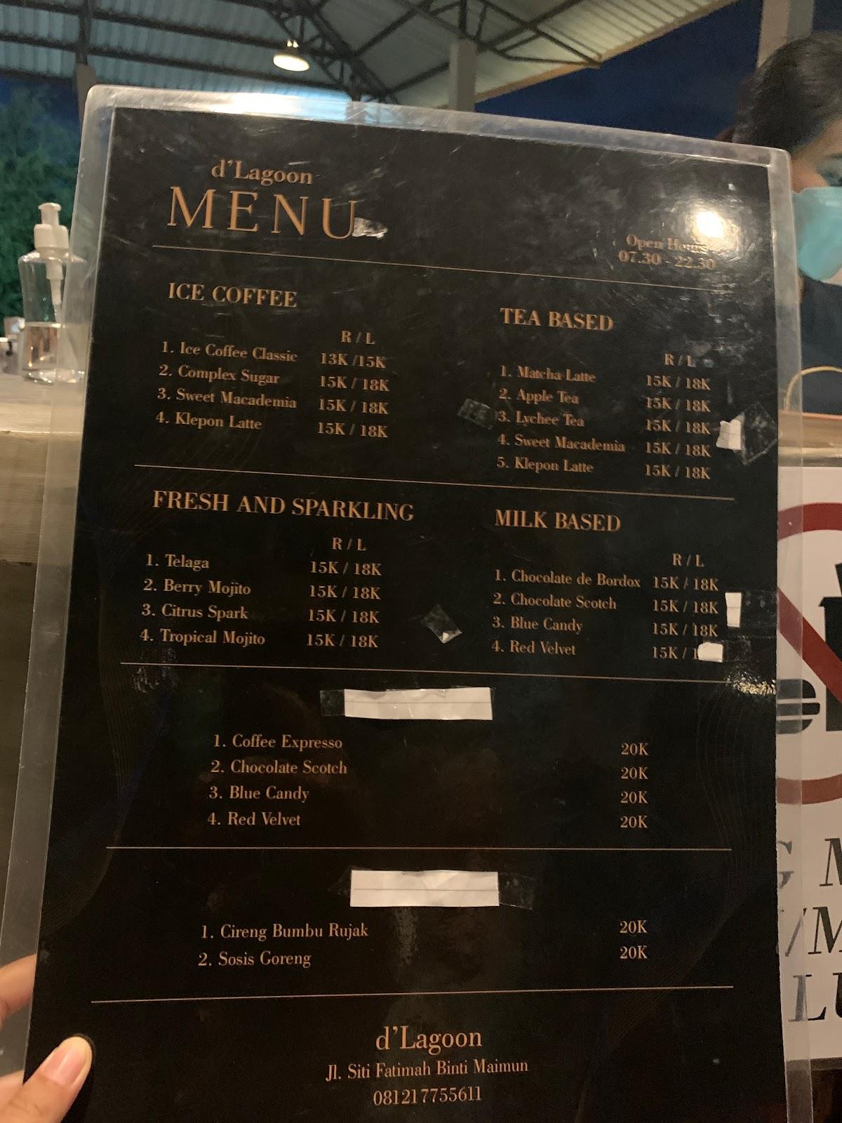 Menu at d'Lagoon cafe, Gresik