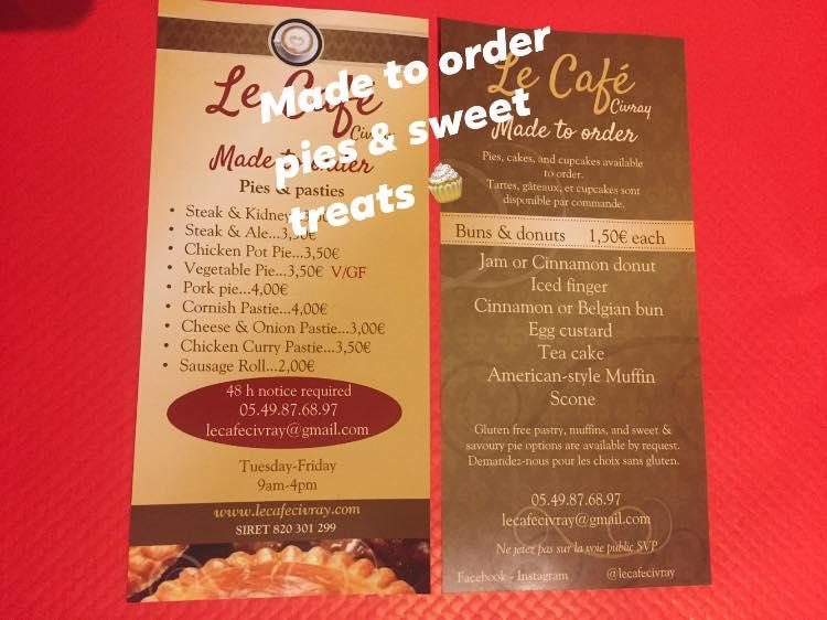 Menu au Le Café Civray, Civray
