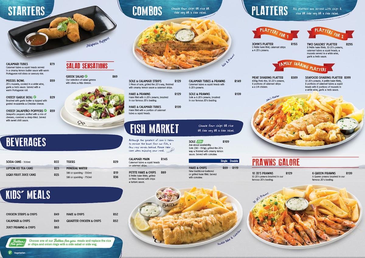 Menu at John Dory's Hemingways Mall restaurant, East London