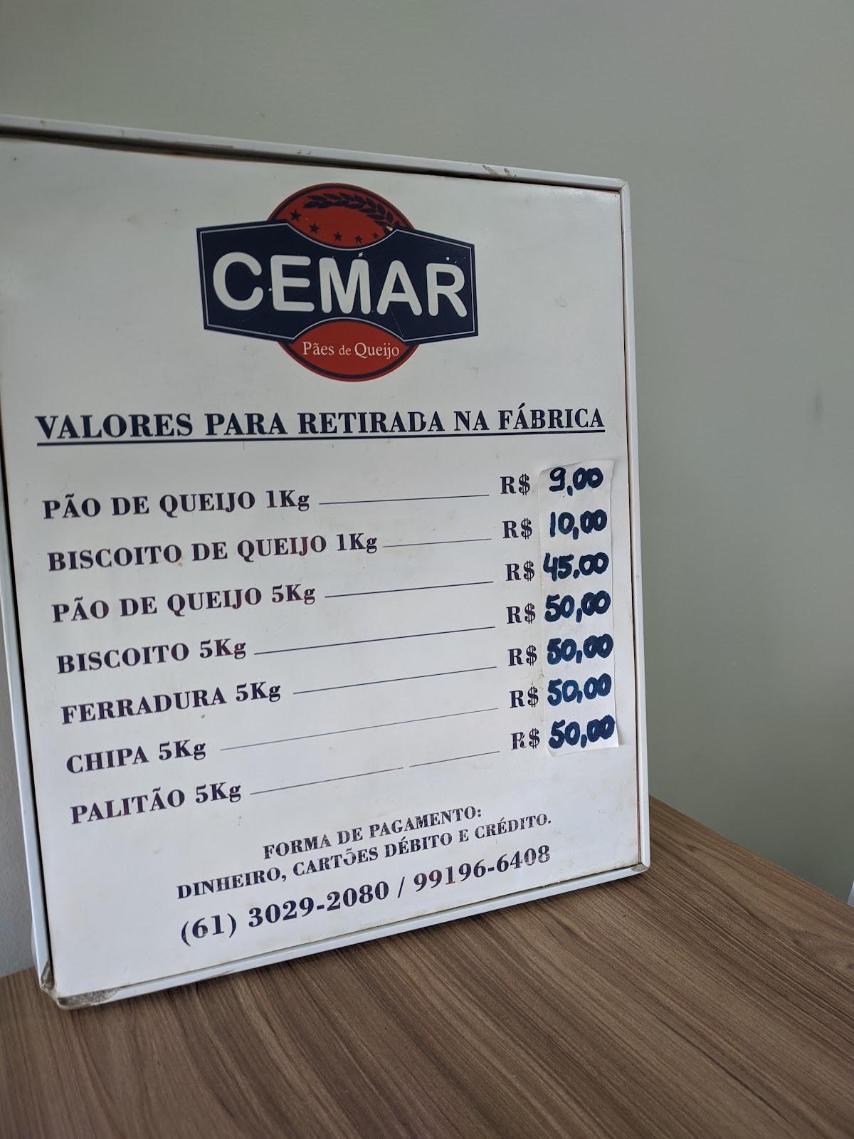 Menu at CEMAR PÃES DE QUEIJO cafe, Brasília
