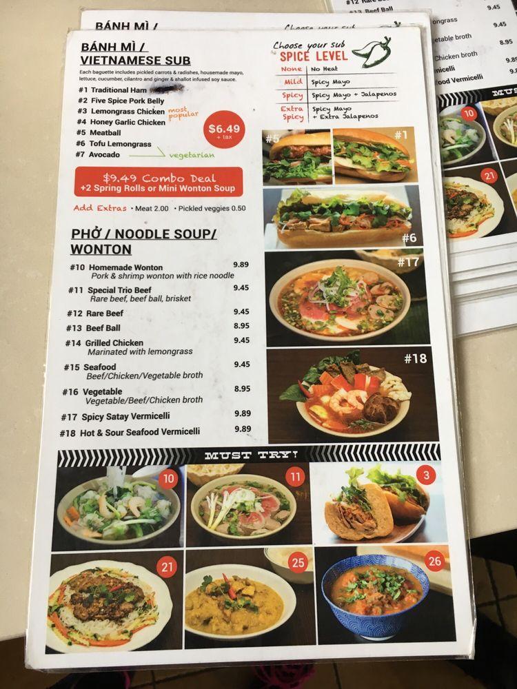 Menu at Cafe Phin, Vancouver, 976 Denman St