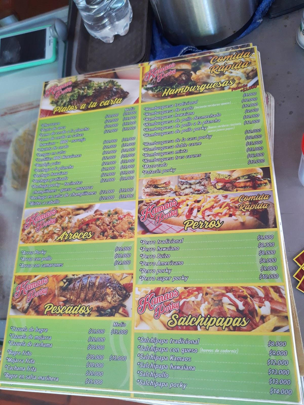Menu at Kamala porky restaurant, Villanueva