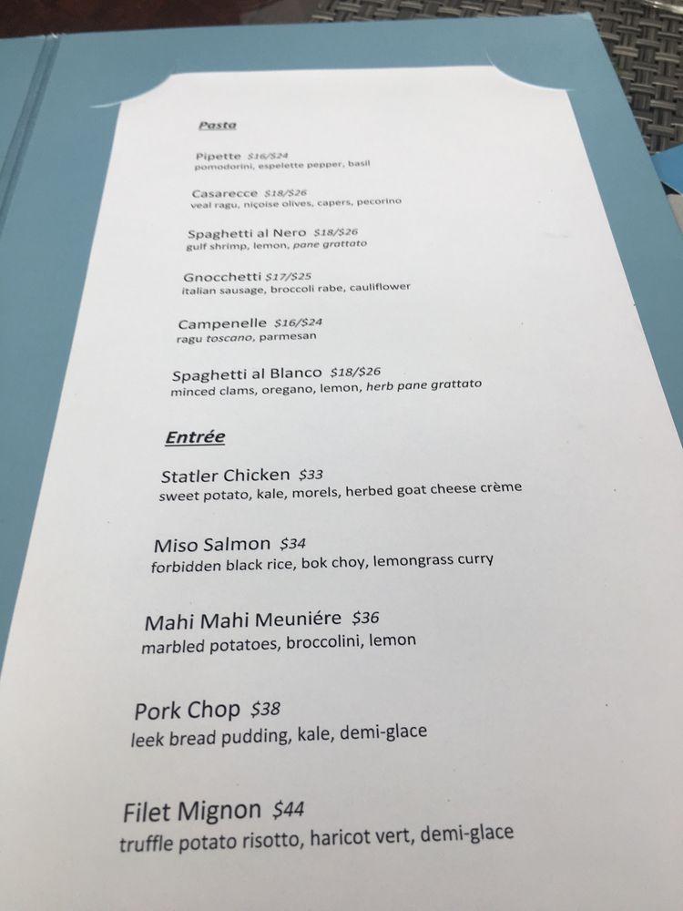 Menu at Larimar restaurant, Spring Lake