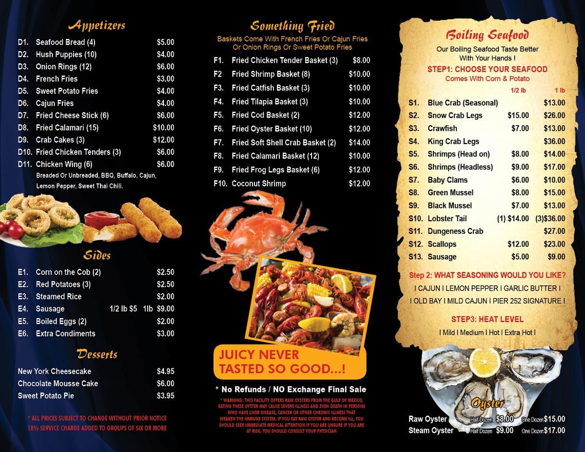 Menu at SavorySeafood restaurant, Tarboro