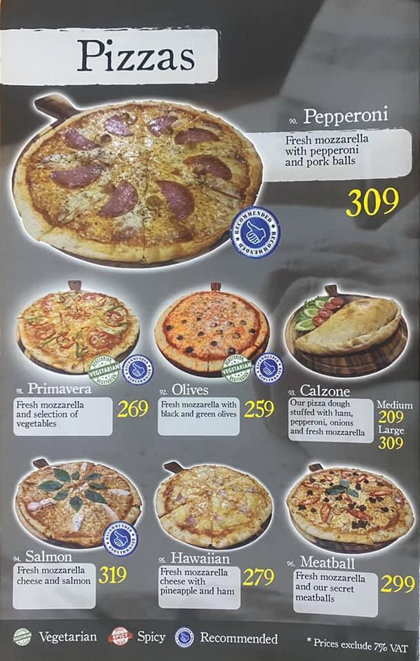 Menu at Casa Picasso restaurant, Bangkok