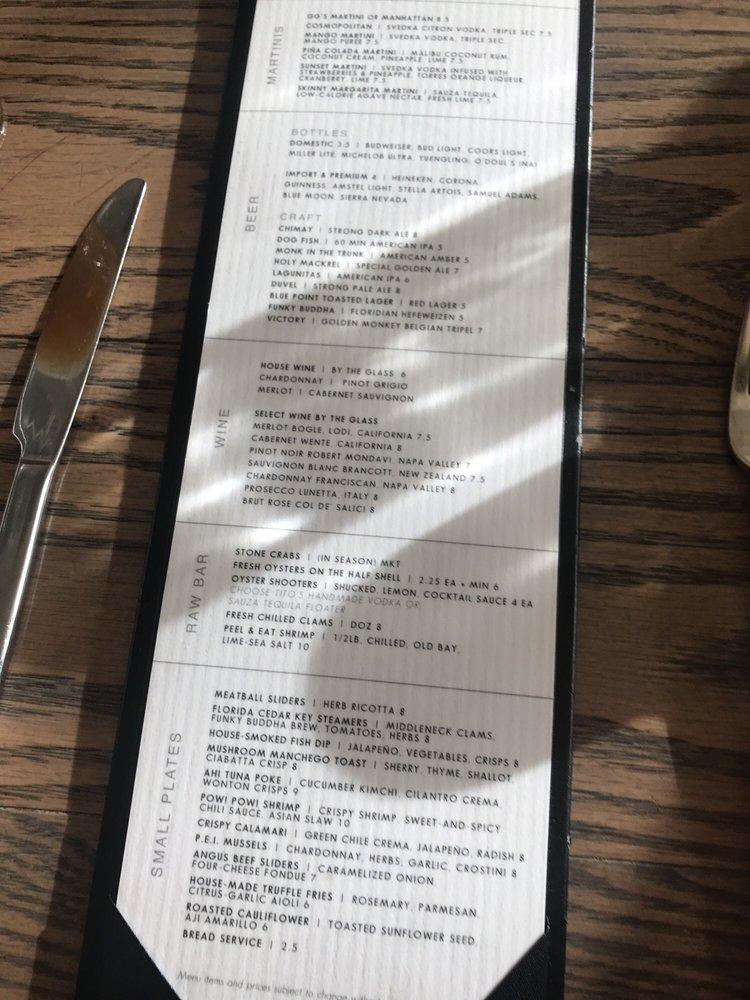 Menu at GG's Waterfront steakhouse, Hollywood