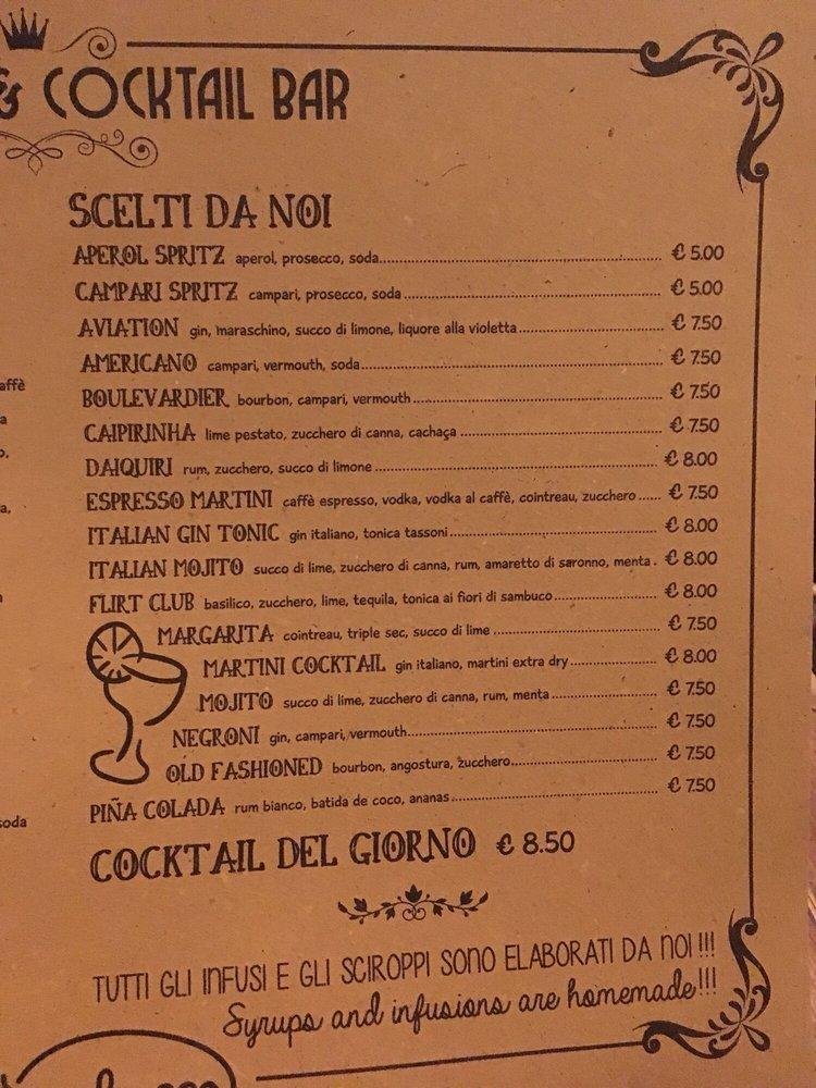 Menu at Saltimbocca ristorante, Rome
