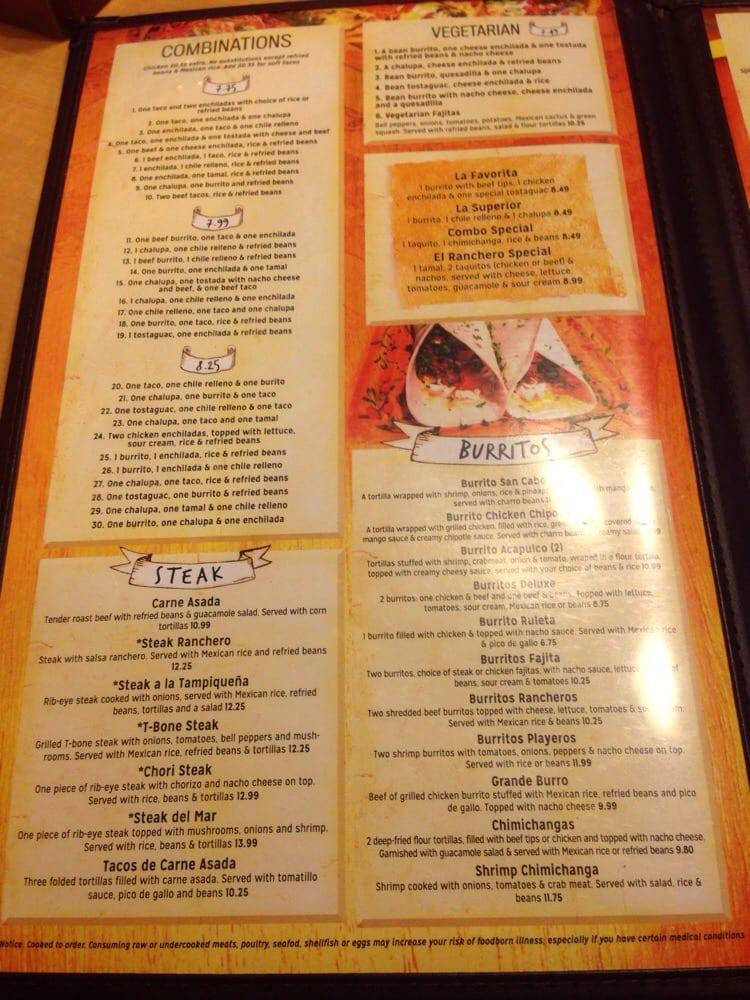 Menu at El Ranchero Mexican Grill And Bar, Franklin