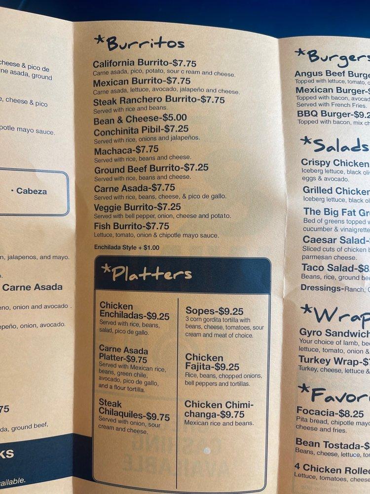Menu at Dora's Kitchen restaurant, Phoenix