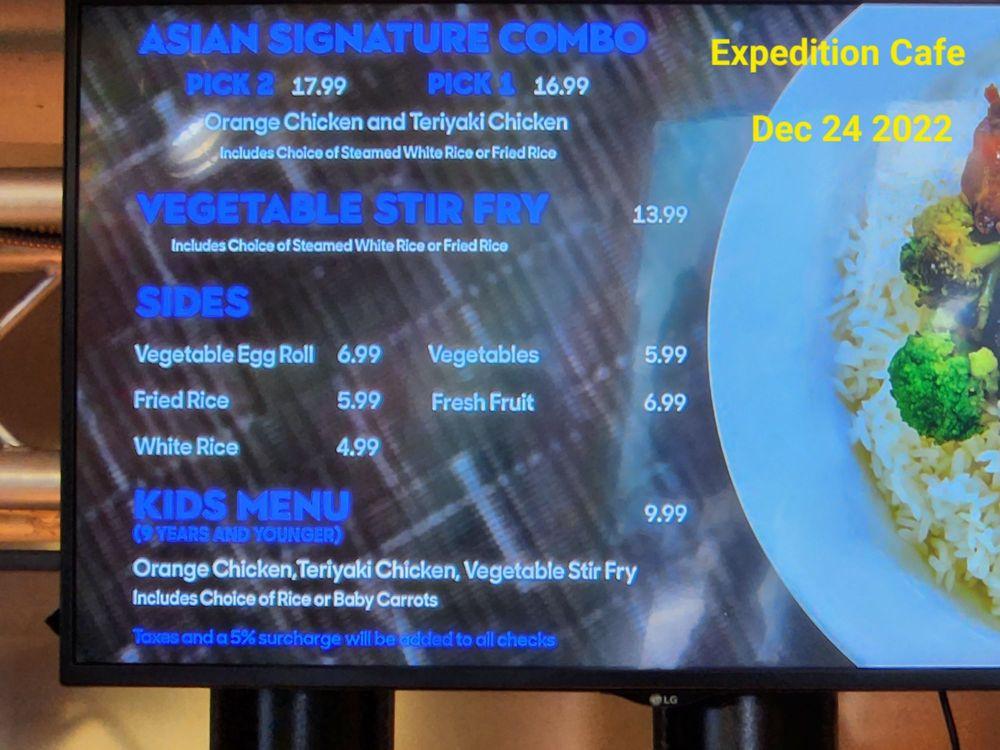 Menu at Expedition Cafe, Orlando, Sea Harbor Dr