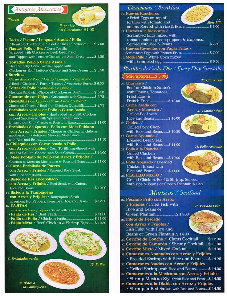 Menu at Fiesta Brava restaurant, Hightstown