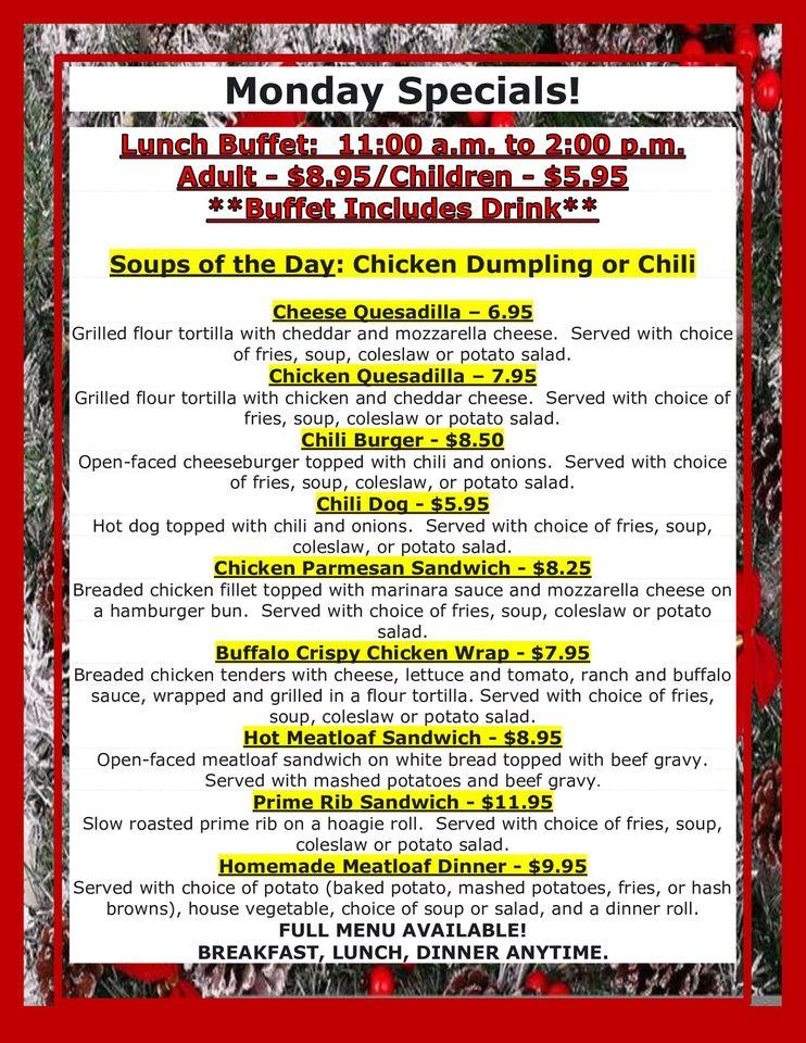 Menu at Monroe Family Restaurant, Monroe City
