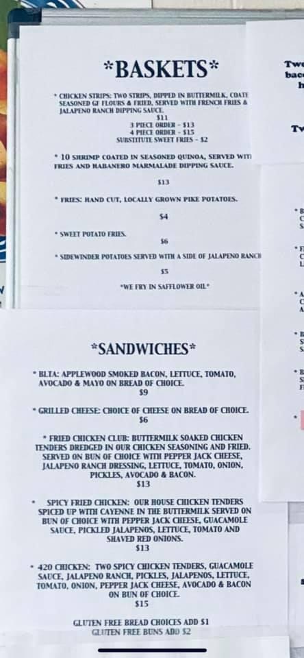 Menu at Out Of The Box restaurant, Anchorage, Spenard Rd