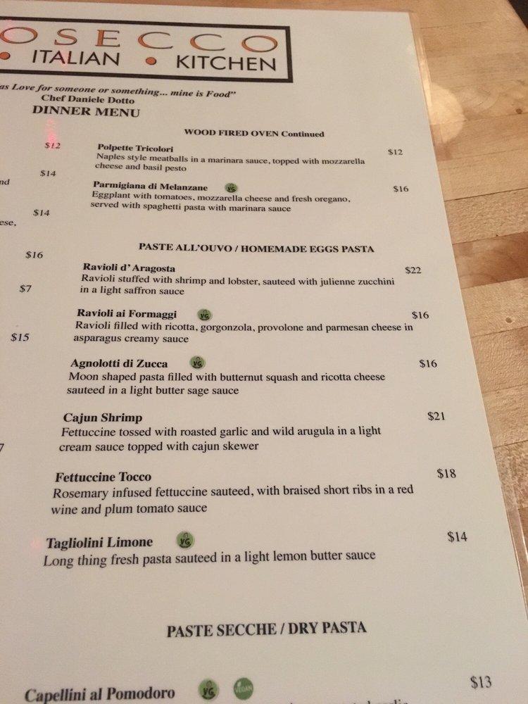 Menu at Prosecco Fresh Italian Kitchen - Las Vegas pub & bar, Las Vegas