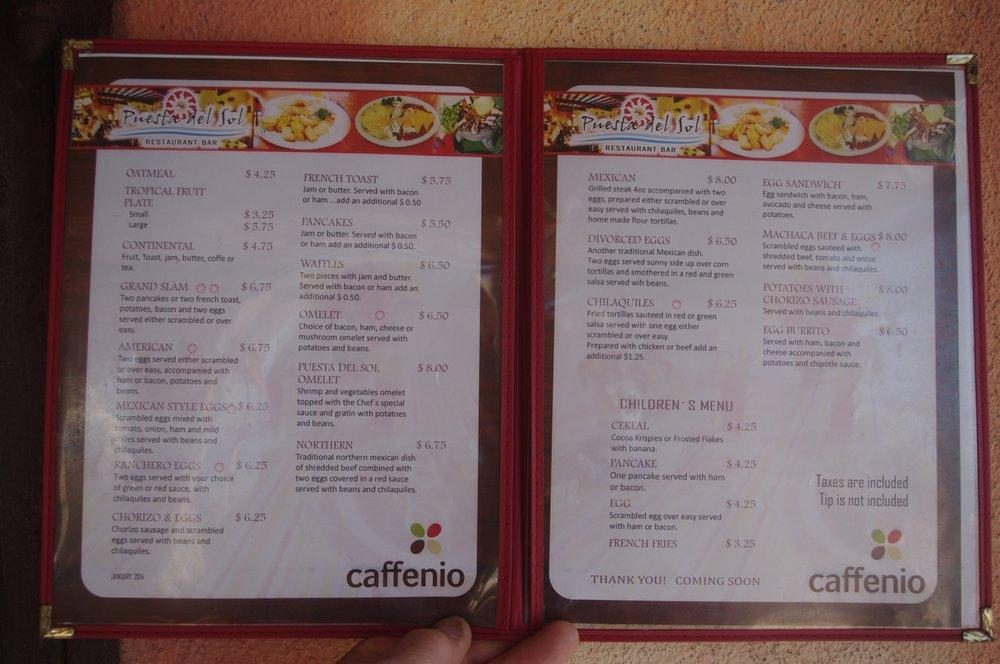 Menu at Puesta Del Sol restaurant, Puerto Peñasco, P.º Balboa 100