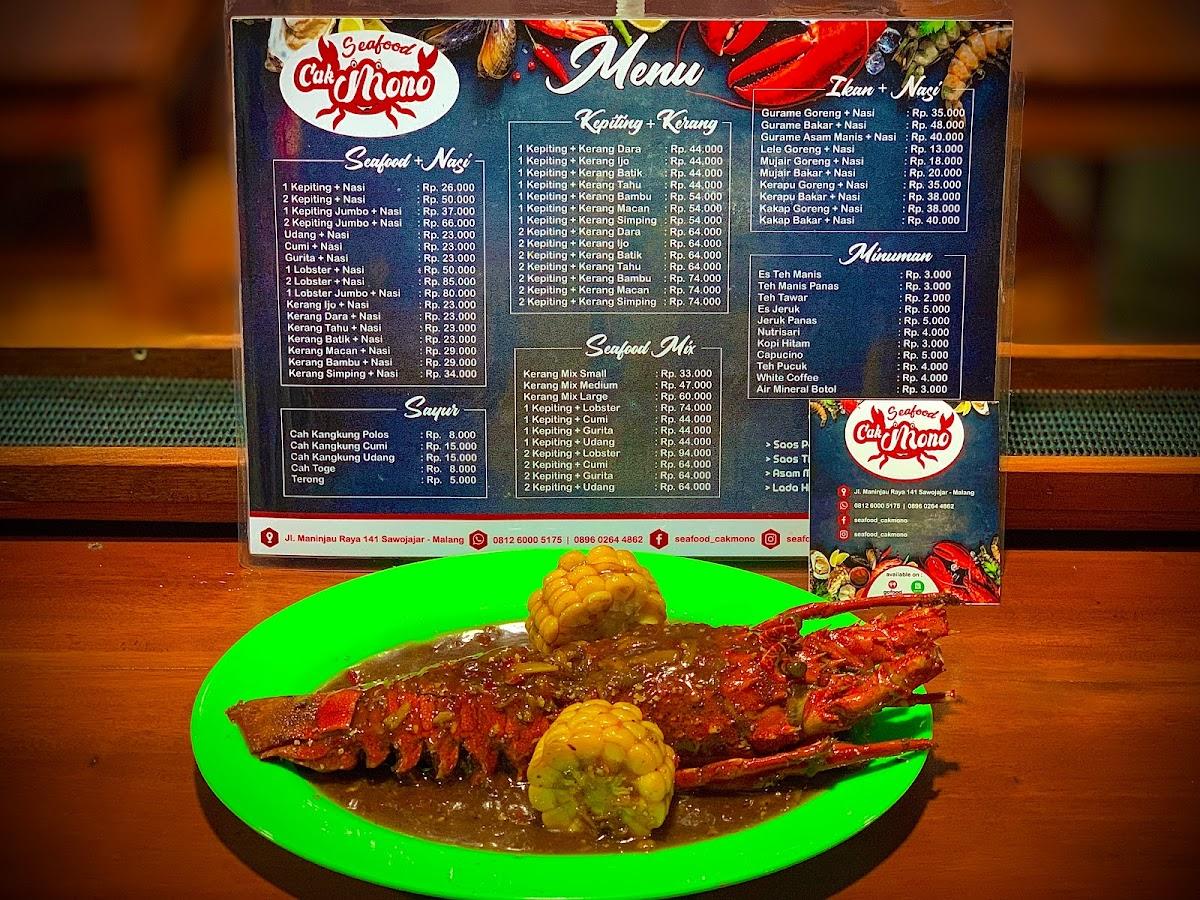 Carta del restaurante Seafood Cak Mono, Malang