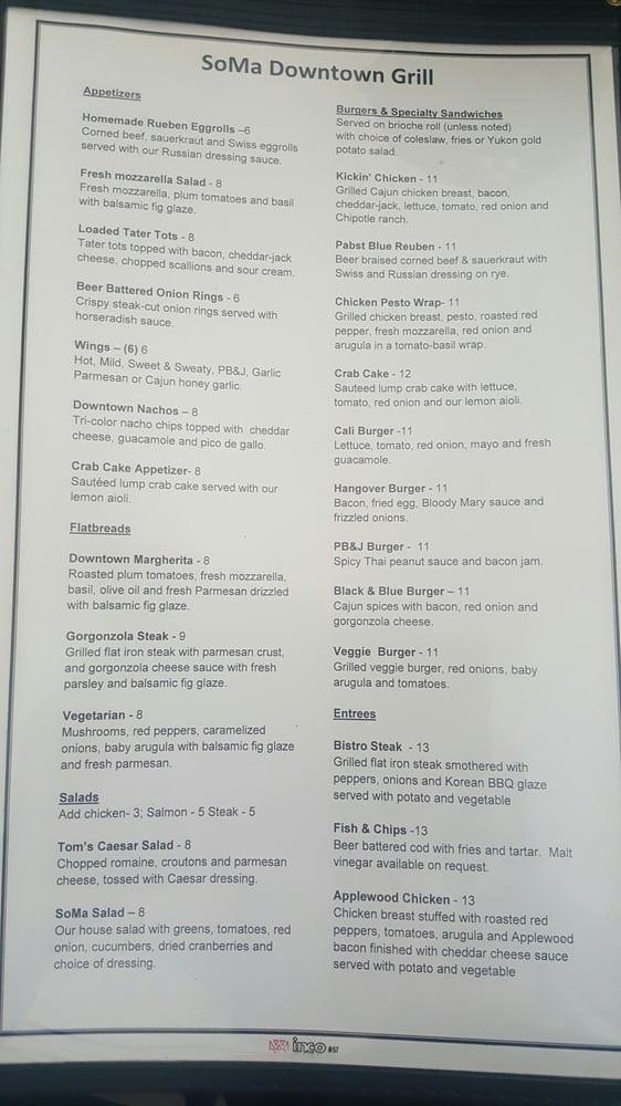 Menu at Soma Grille restaurant, Phillipsburg