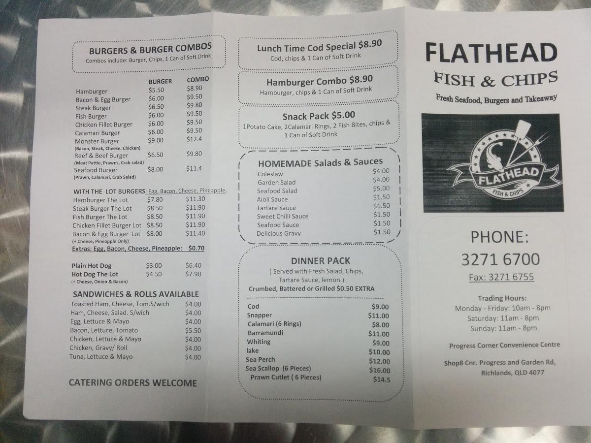 Menu at Ti-Flatheads Fish N' Chips fast food, Greenbank