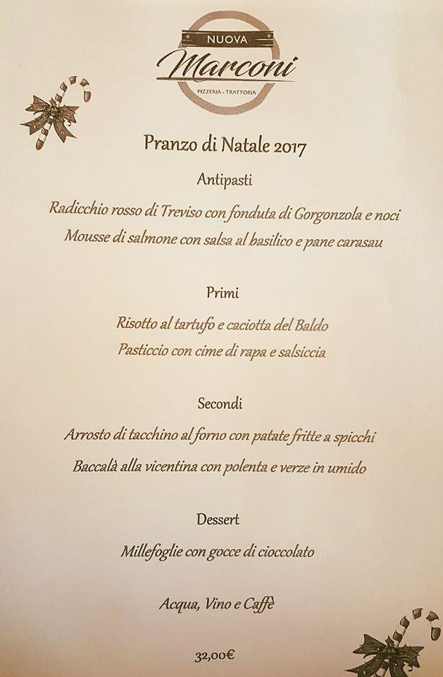 Menu at Nuova Marconi restaurant, Caprino Veronese