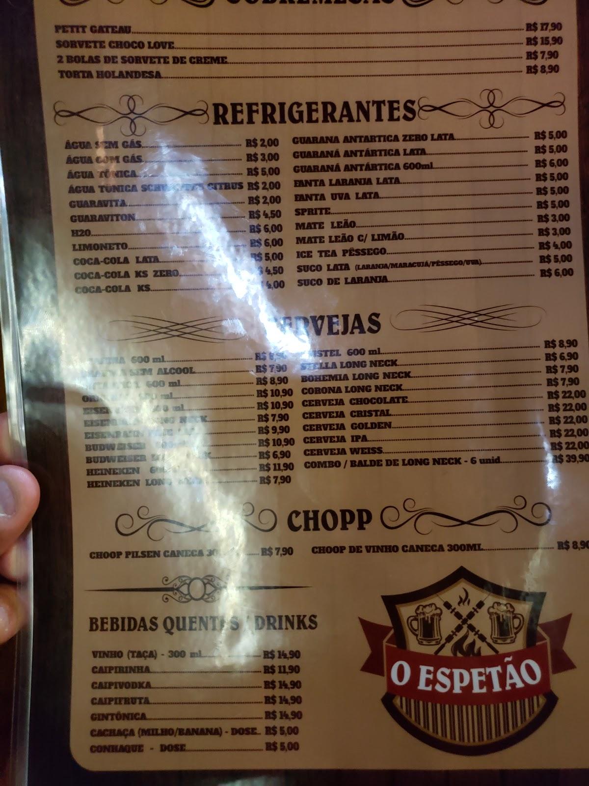 Menu at O Espetão restaurant, Rio das Ostras