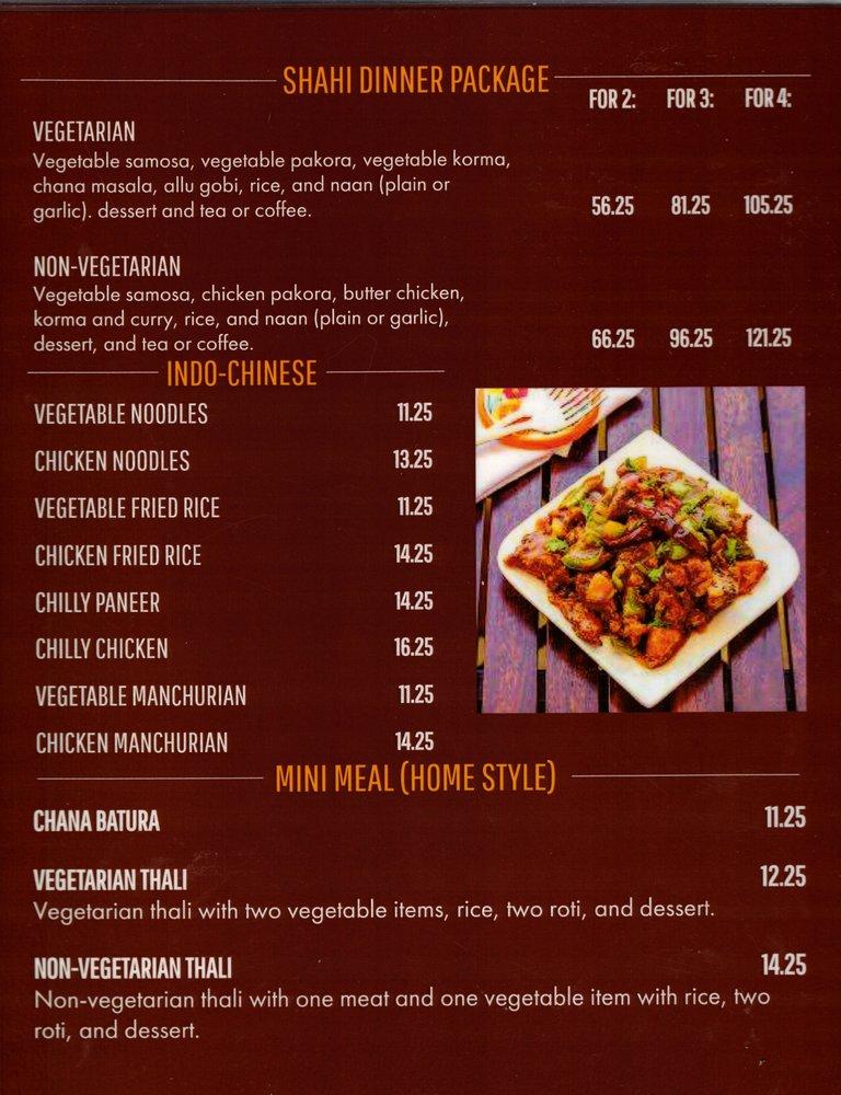 Menu at Ruchi's Masala House restaurant, Moose Jaw