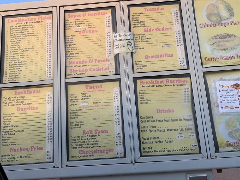 Menu at San Diego Tacos restaurant, Irving, N MacArthur Blvd