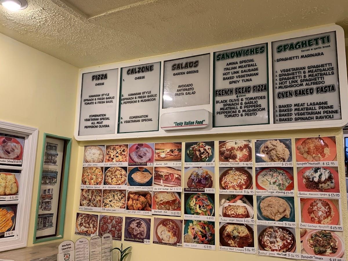 Menu at Amina Pizzeria, Honolulu