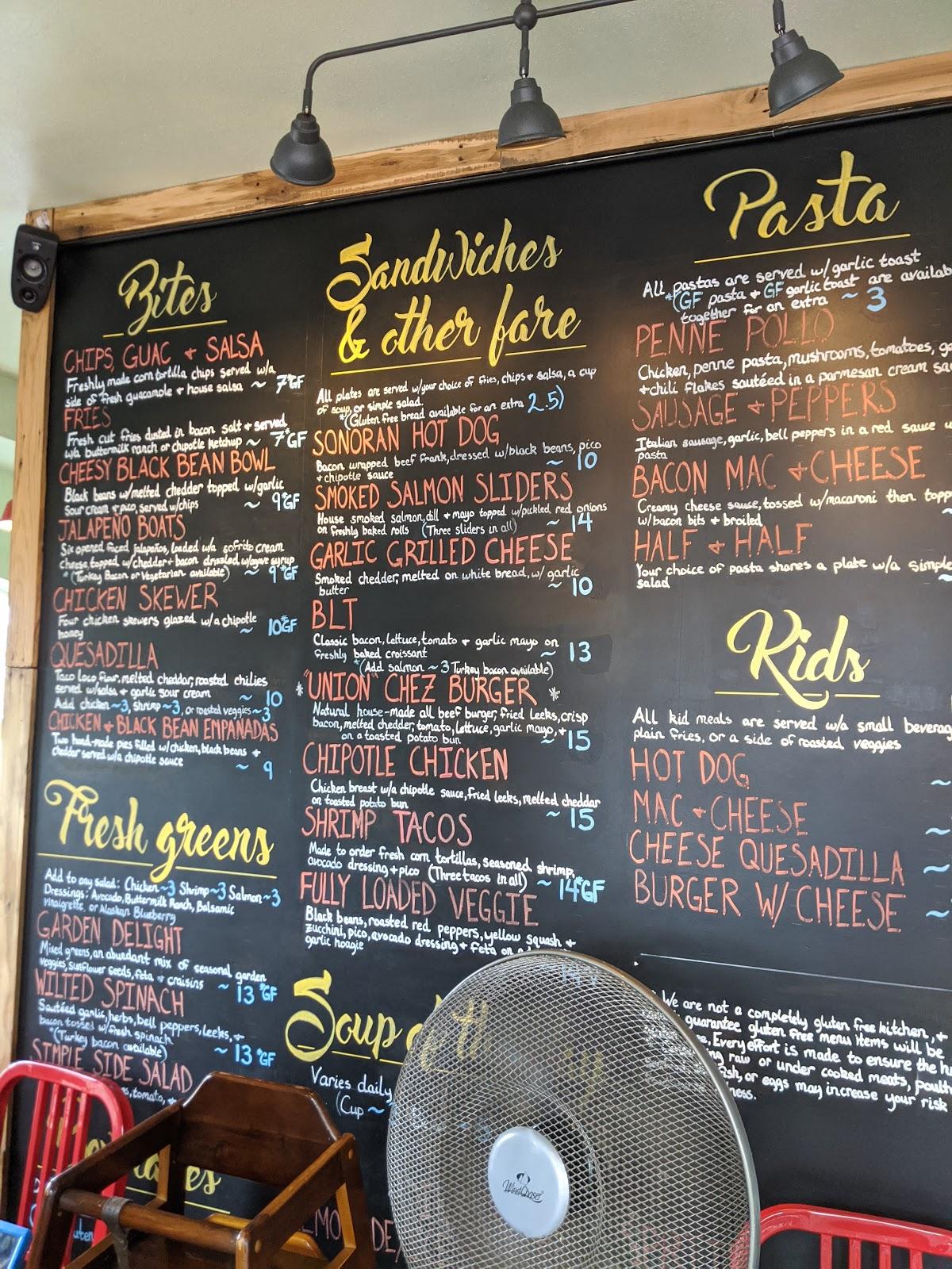 Menu at Blue Roof Bistro cafe, Fairbanks