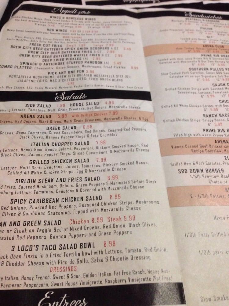 Menu at Downtown Arena pub & bar, Cambridge