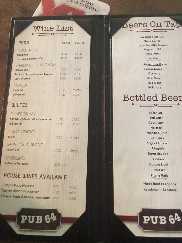 Menu at Pub 64, Sycamore