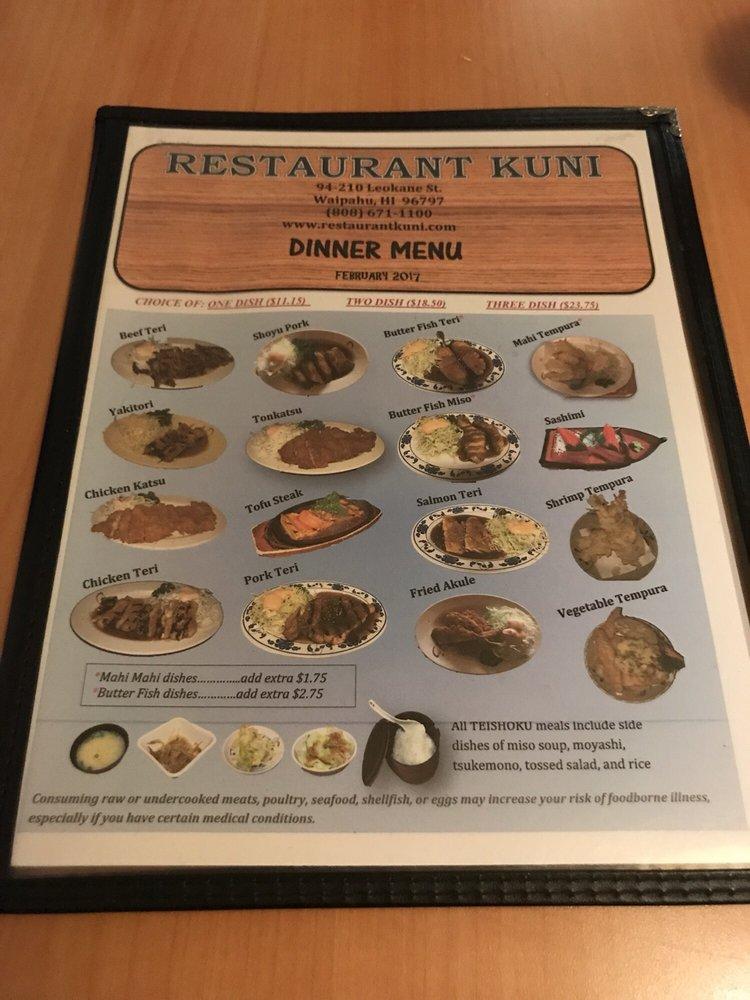 Menu at Kuni Restaurant and Catering, Waipahu