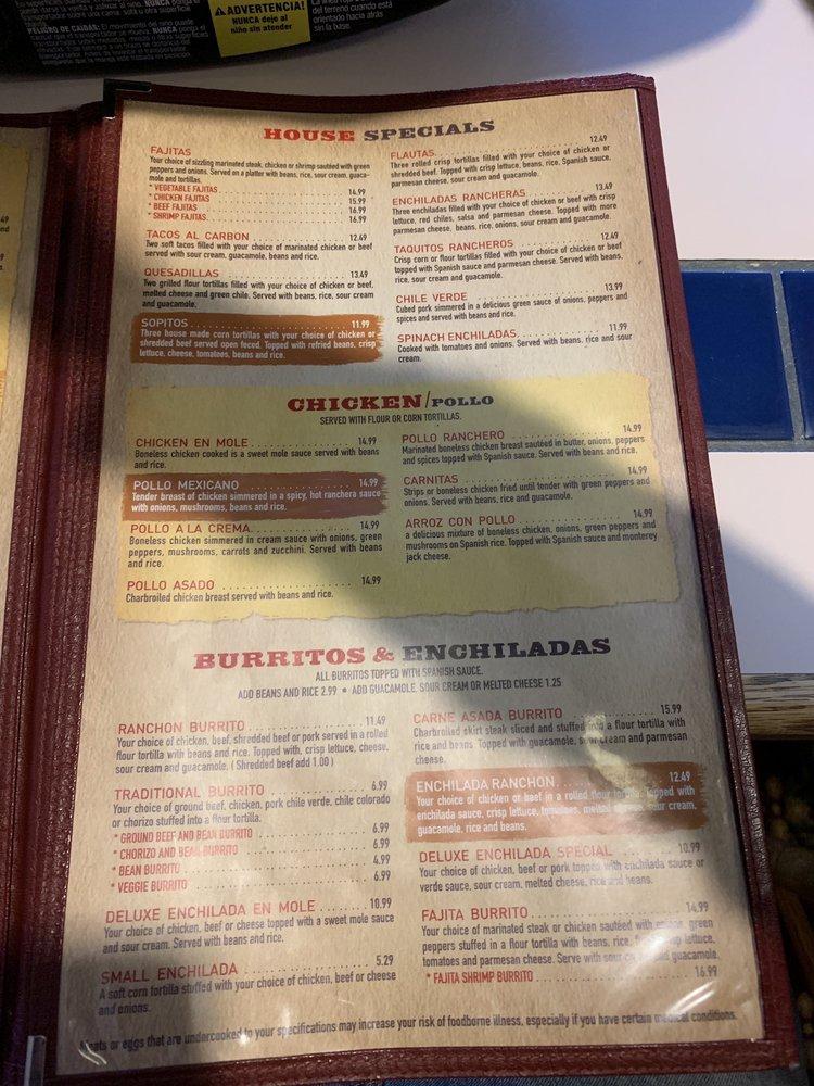 Menu at El Ranchon Mexican Restaurant, Elma