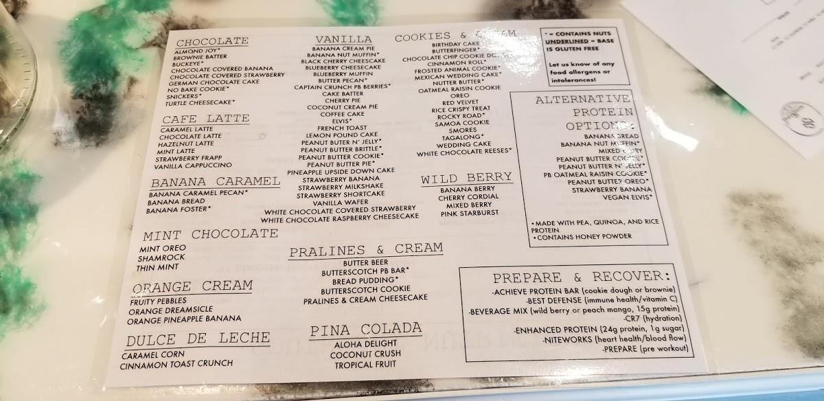 Menu at Southeast Nutrition restaurant, Bedford Heights