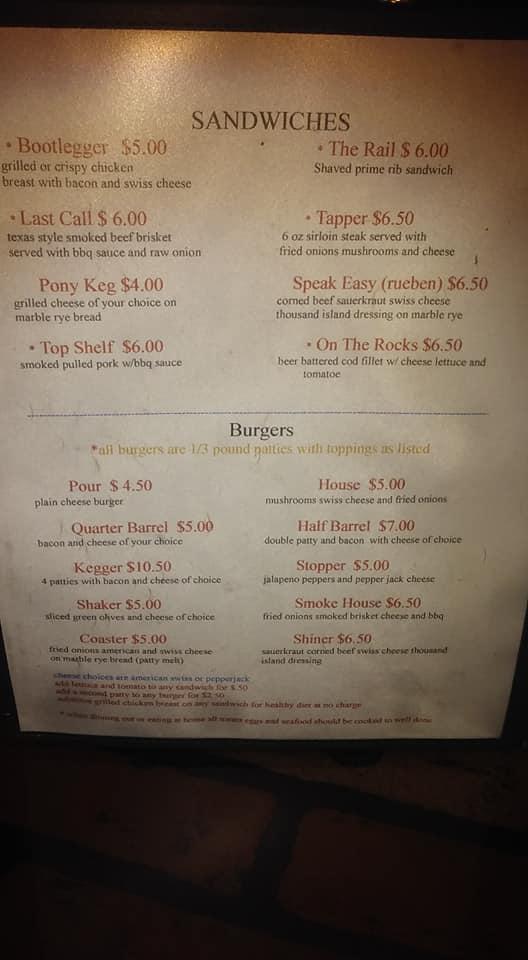 Menu at The Pour House Tavern pub & bar, Bruce
