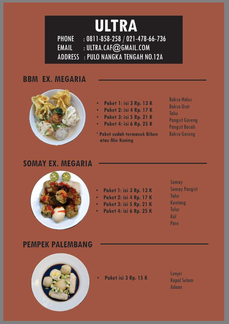 Menu at ULTRA CAFE, East Jakarta