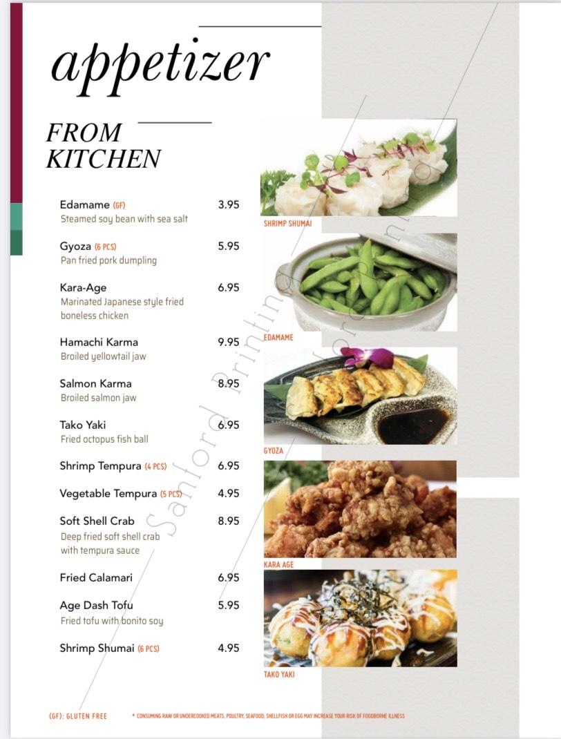 Menu at Big Fish Sushi restaurant, Sammamish