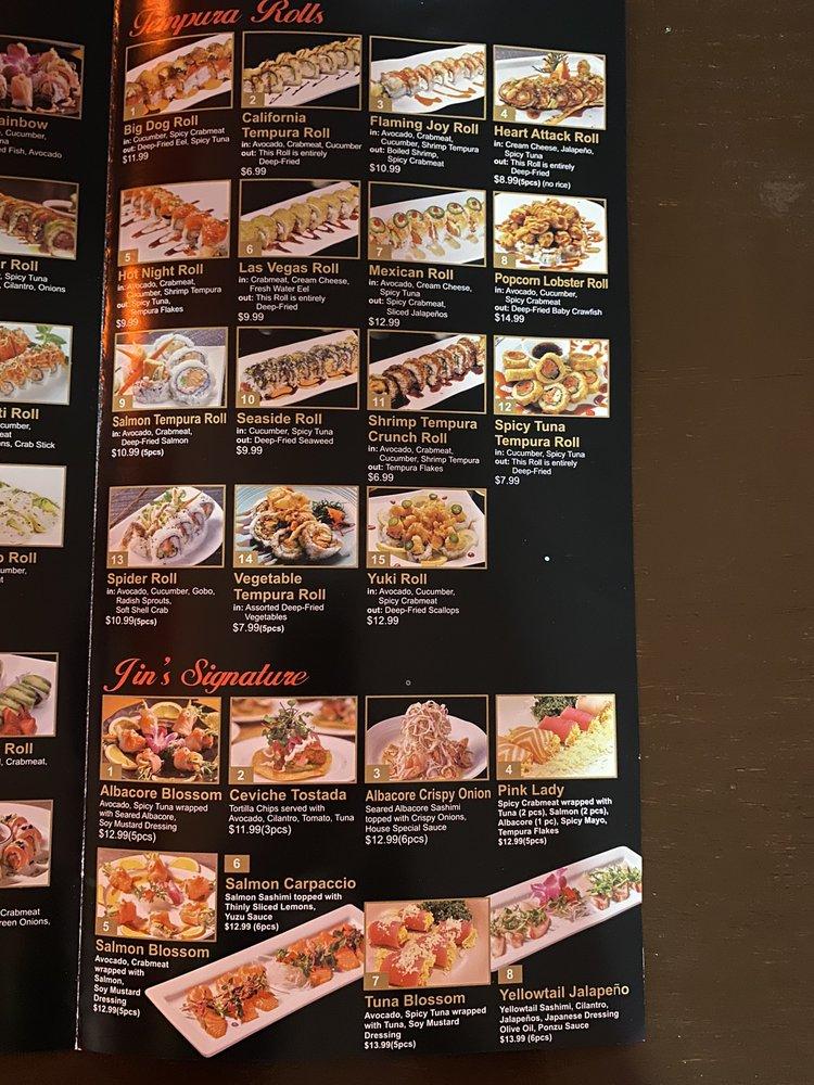 Menu at Jin Sushi restaurant, Downey