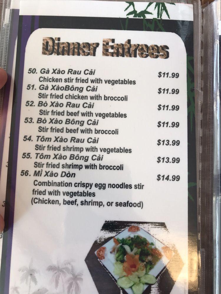 Menu at Pho Miss Saigon restaurant, Hershey