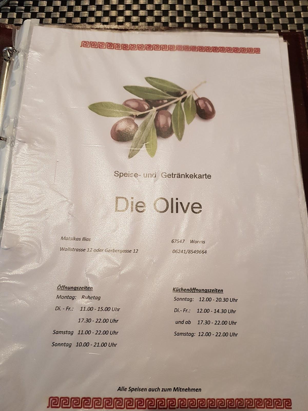 Speisekarte von Taverne Die Olive restaurant, Worms