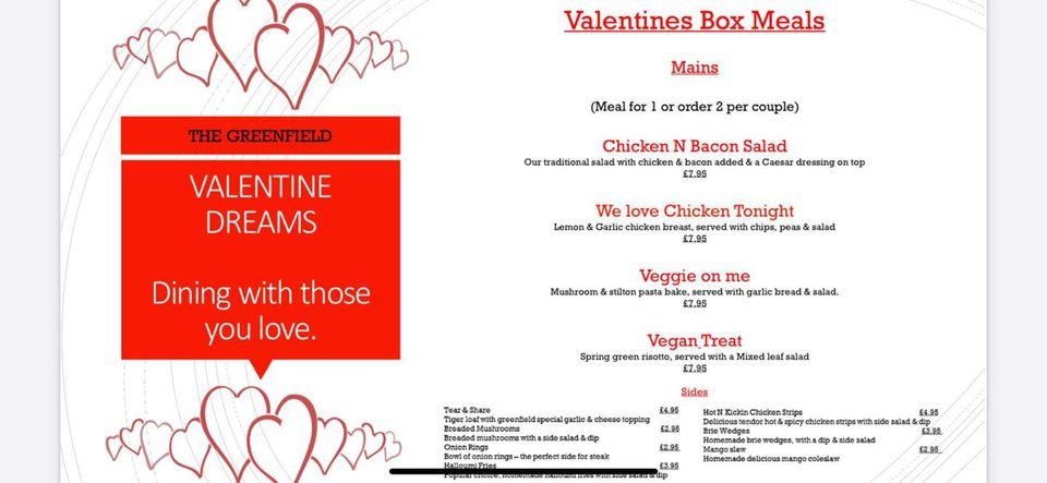 Menu at The Greenfield pub & bar, Pentre