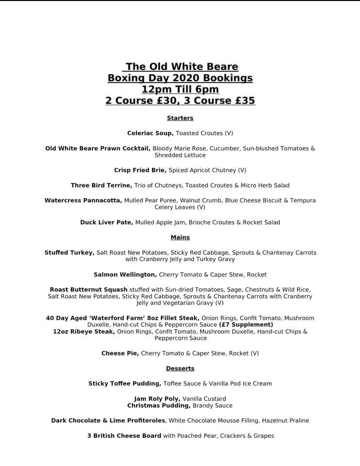 Menu at The Old White Beare Norwood Green pub & bar, Halifax