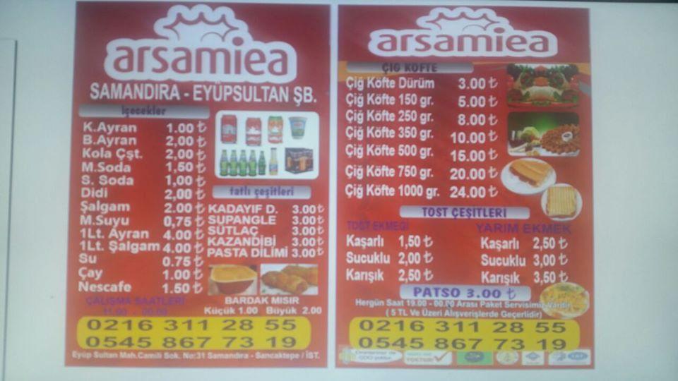 Menu at Arsamiea, Istanbul, Camili Sk. 31/A