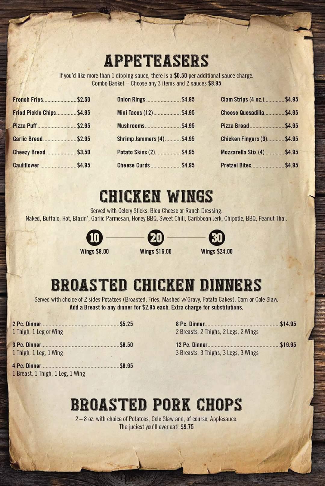 Menu at Bootleggers pub & bar, Antioch