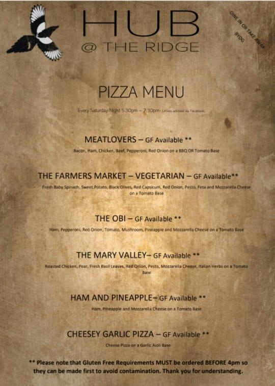 Menu at HUB @ The Ridge fast food, Carters Ridge